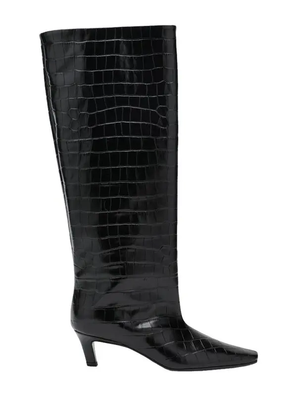 TOTEME Croc-embossed Leather Boots - Black
