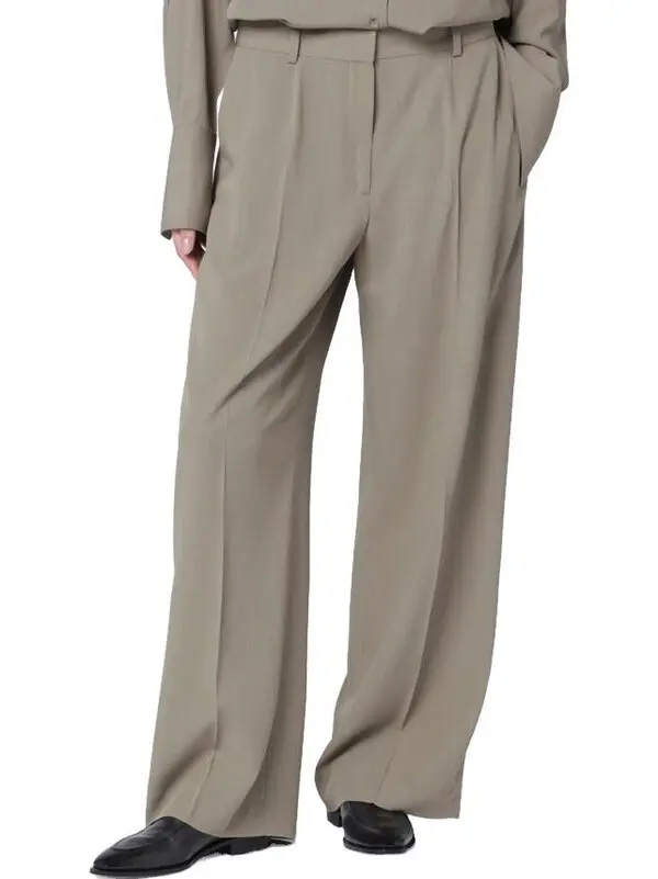 TOTEME Wool-blend Wide Leg Trousers - Beige