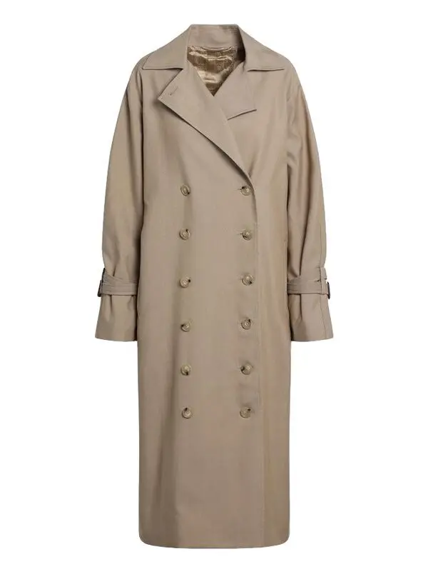 TOTÊME Cotton Blend Double-breasted Trench Coat - Beige
