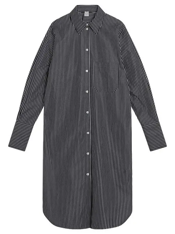 TOTÊME Striped Shirt Dress - Black