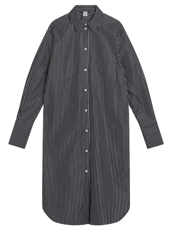 TOTEME Striped Shirtdress - Black