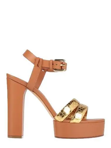Casadei Two-tone Leather Platform Sandals - Tan