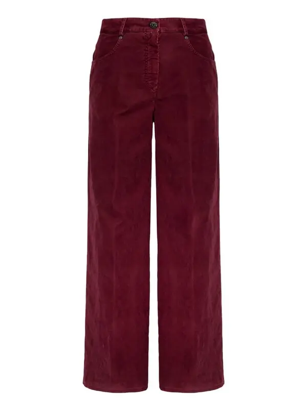 FORTE_FORTE Velvet Finish Trousers - Burgundy