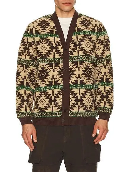 BEAMS Boa Jacquard Cardigan - Brown