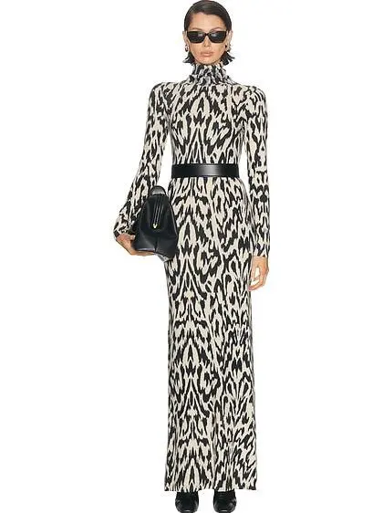 Brandon Maxwell Camille Turtleneck Dress - Abstract Leopard