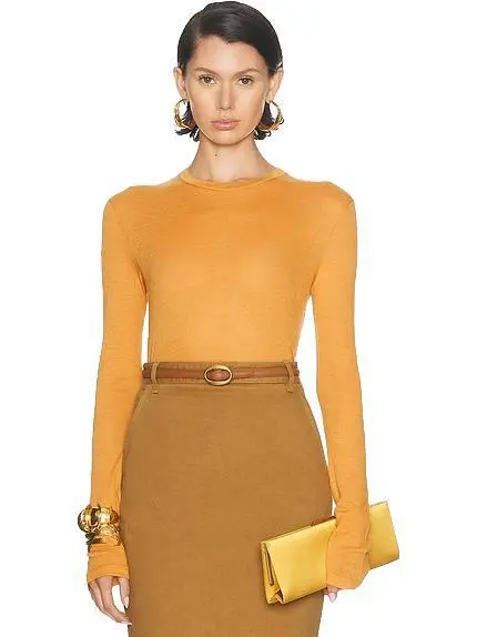 Saint Laurent Long Sleeve Top - Ocre