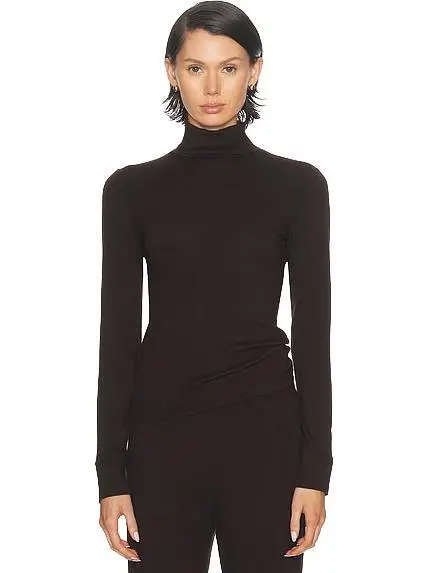 Donni. Baby Rib Turtleneck Top - Espresso