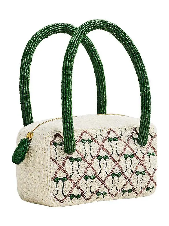 Anthropologie Beaded Box Bag - Green Bows