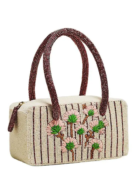 Anthropologie Beaded Box Bag - White Floral