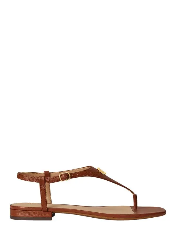 Ralph Lauren Everley Ii Crosshatch Leather Sandal - Lauren Tan