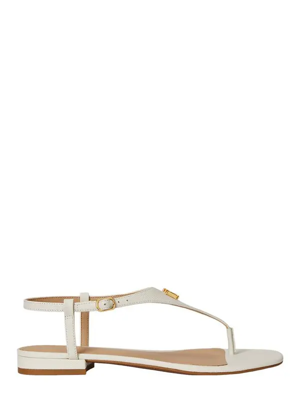 Ralph Lauren Everley Ii Crosshatch Leather Sandal - Soft White