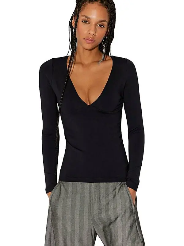 Free People Intimately Round Two Long Sleeve - Black