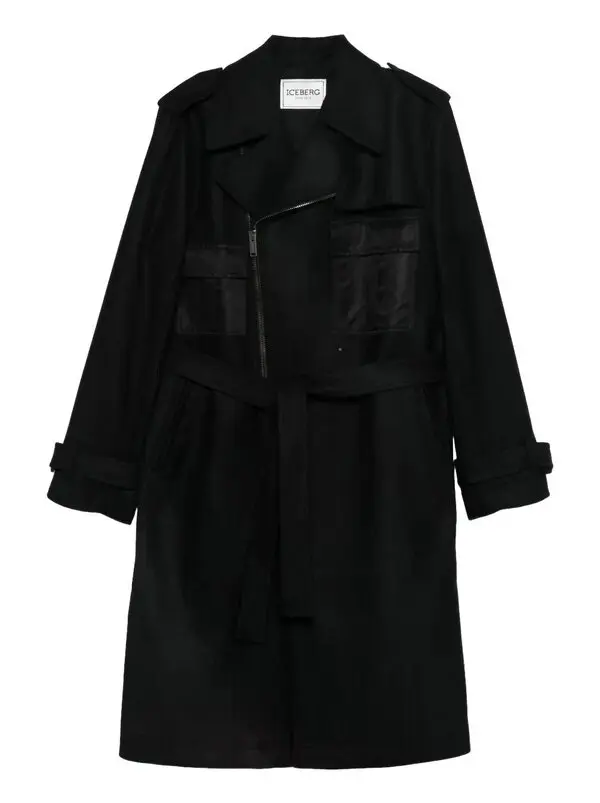 Iceberg Belted Zip Coat - Black