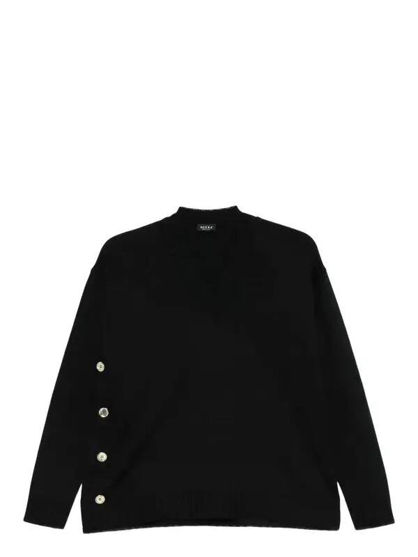 NEERA V-neck Knitwear With Button Detailing - Black