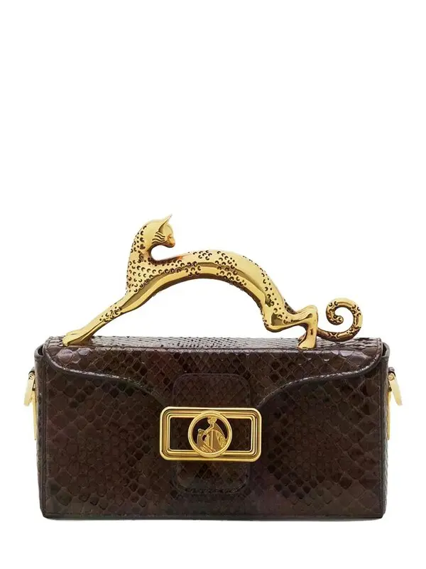 LANVIN Mini Python Cat Handle Bag - Brown
