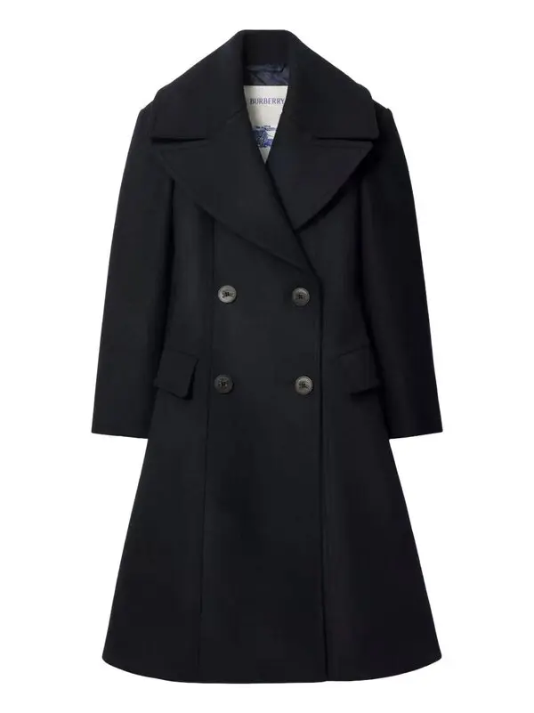 Burberry Double-breasted Wool Coat - Blue