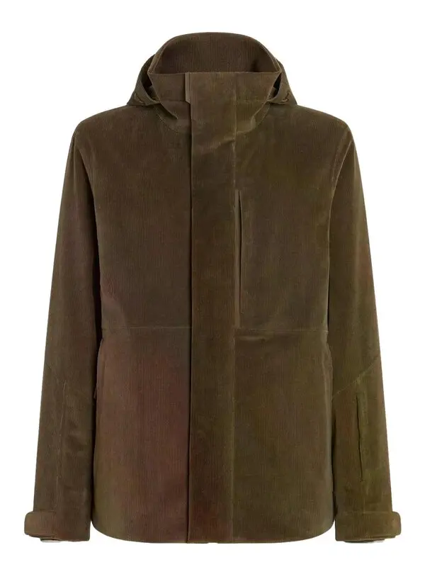 Zegna Cashco Hooded Corduroy Jacket - Brown