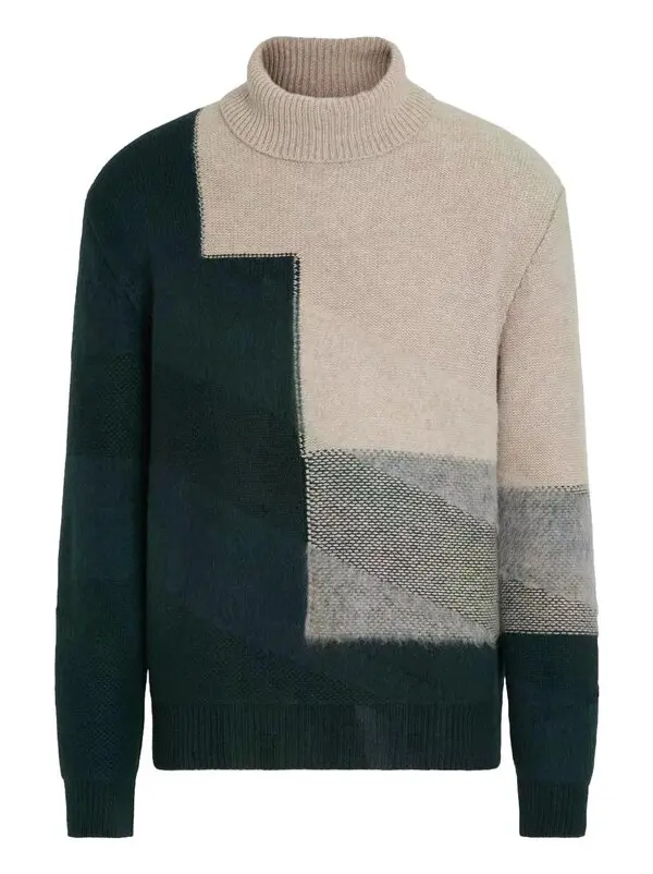 Zegna Colour-block Turtleneck Sweater - Green