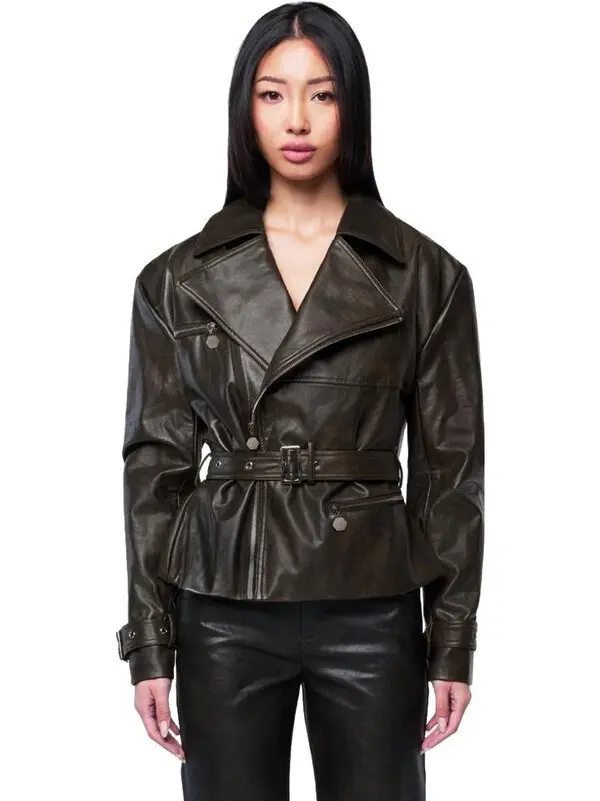 OW Daphne Faux Leather Jacket - Black