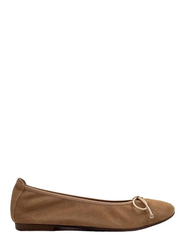 MENINA STEP Sofia Elastic Suede Ballet Flat - Camel