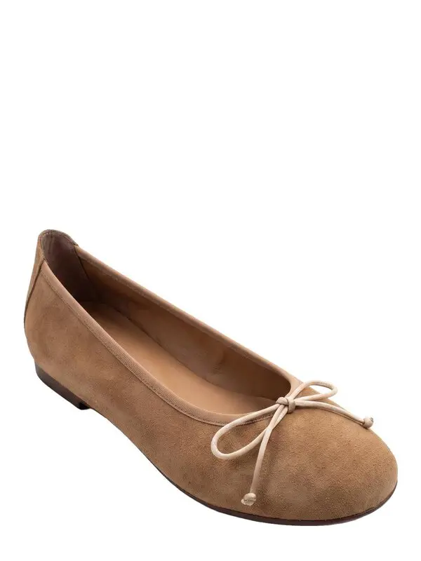 MENINA STEP Sofia Elastic Suede Ballet Flat - Camel
