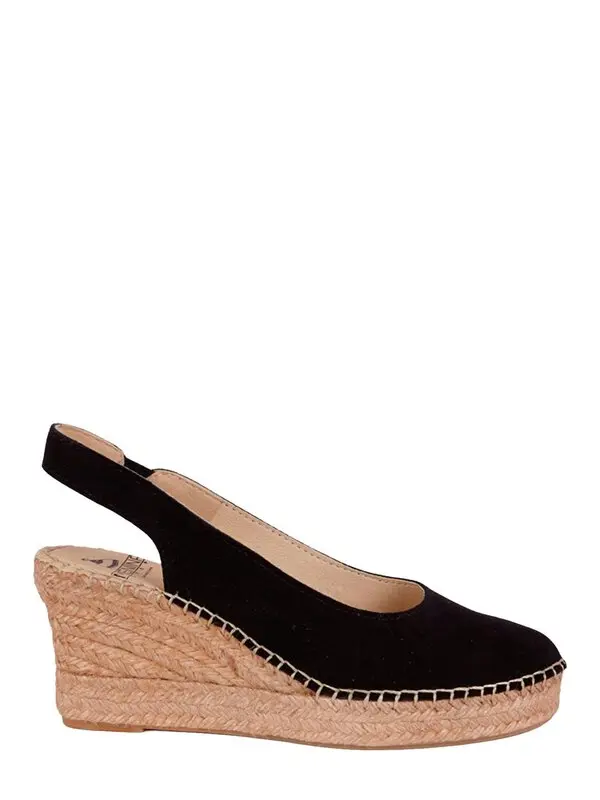 MENINA STEP Senorita Suede Wedge Espadrille - Black