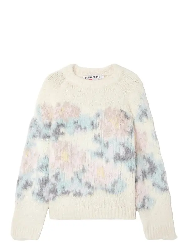 Bernadette Intarsia Brushed Silk Sweater - Neutrals