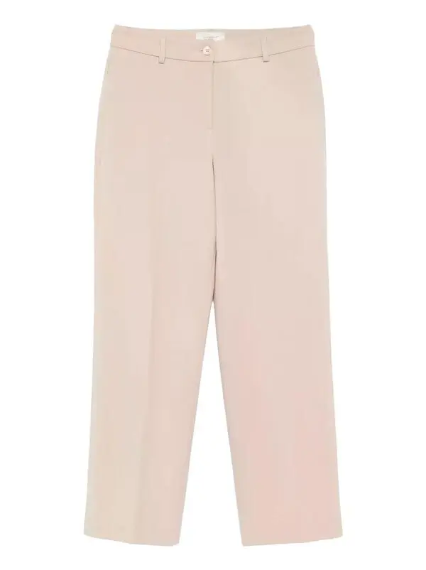 VIA MASINI 80 Flat-front Straight Trousers - Neutrals