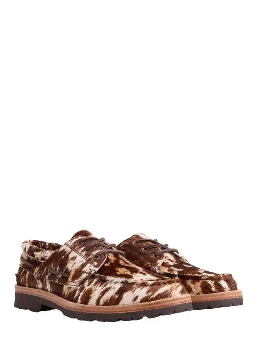 Sperry Genuine Calf Hair 3-eye Boat Shoe - Dark Fawn Leather Calf Hair