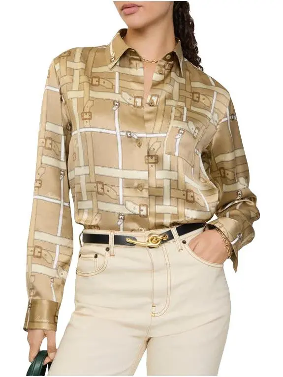 Burberry Belt Check Viscose Shirt - Sand Beige