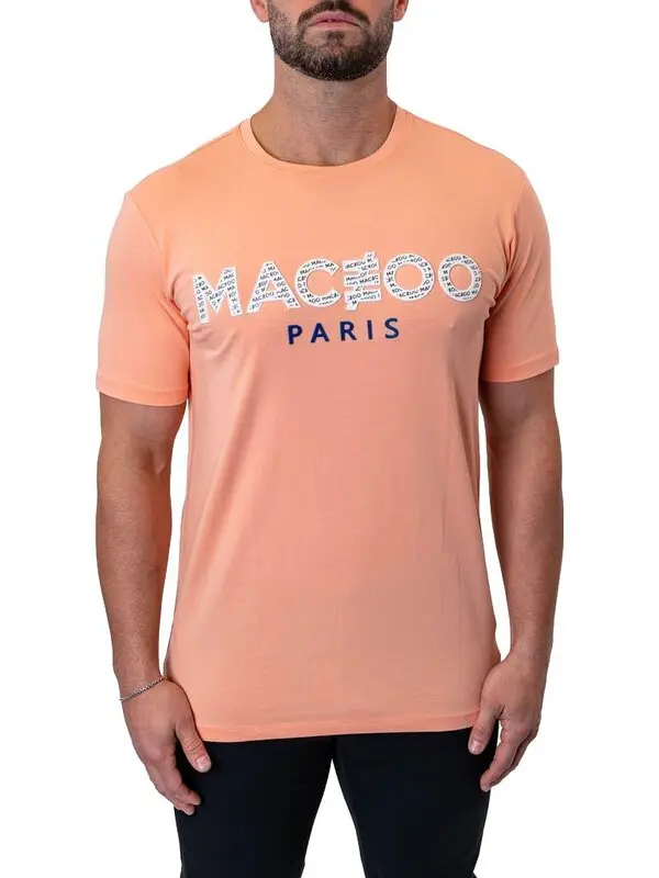 MACEOO Icon Paech Logo Appliqué Stretch Cotton T-shirt - Pink