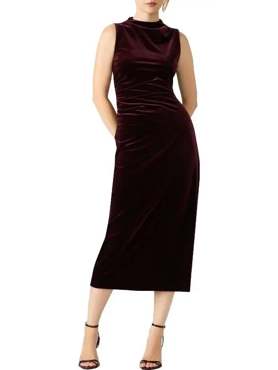 Steve Madden Sleeveless Velvet Midi Dress - Wine