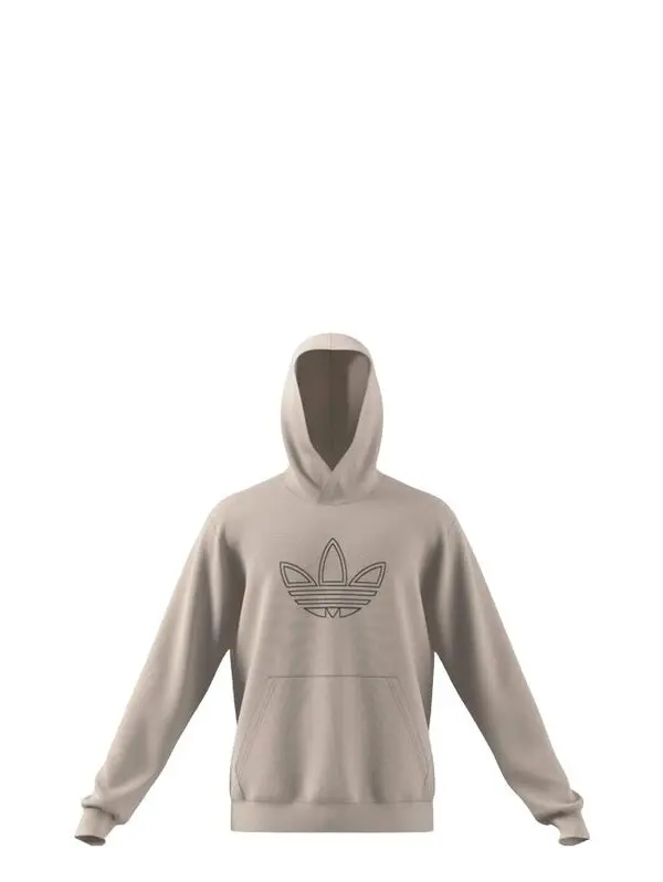 Adidas Outlined Trefoil Pullover Fleece Hoodie - Beige