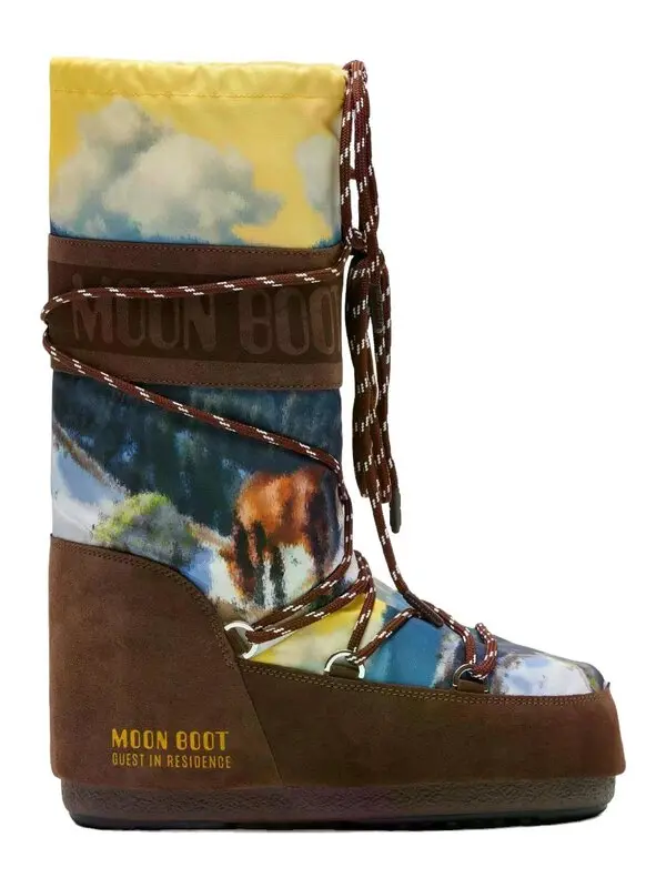 Moon Boot X Guest In Residence Landscape-print Boots - Brown