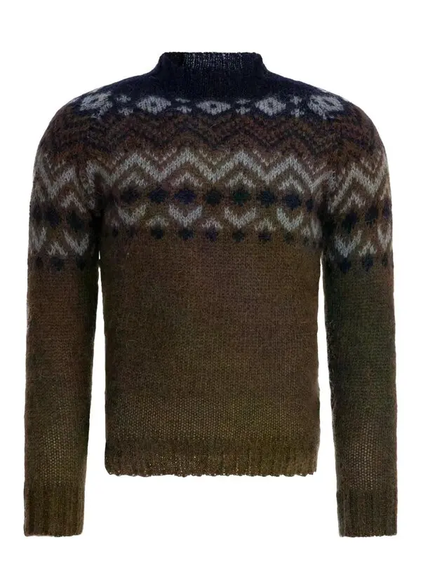 RAKKI Patterned Crew-neck Sweater - Brown