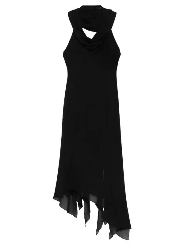 AVAVAV Disa Cowl-neck Asymmetric Midi Dress - Black