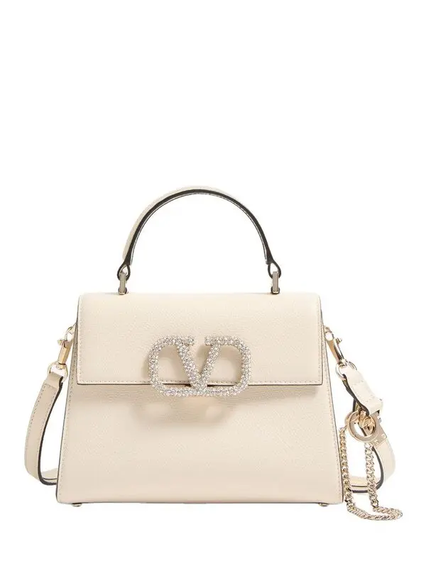 Valentino Garavani Small Vsling Handbag With Jewel Logo - Ivory