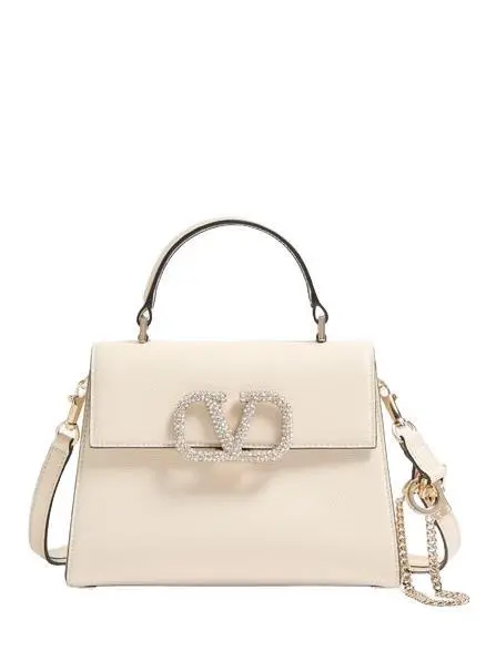 Valentino Garavani Small Vsling Handbag With Jewel Logo - Ivory