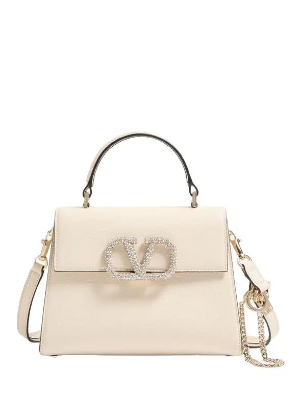 Valentino Garavani Small Vsling Handbag With Jewel Logo - Ivory