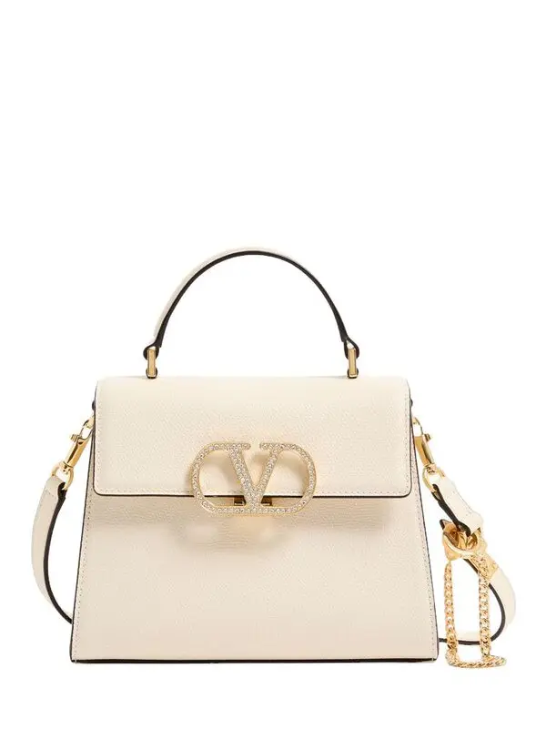 Valentino Garavani Small Vsling Handbag With Jewel Logo - Ivory