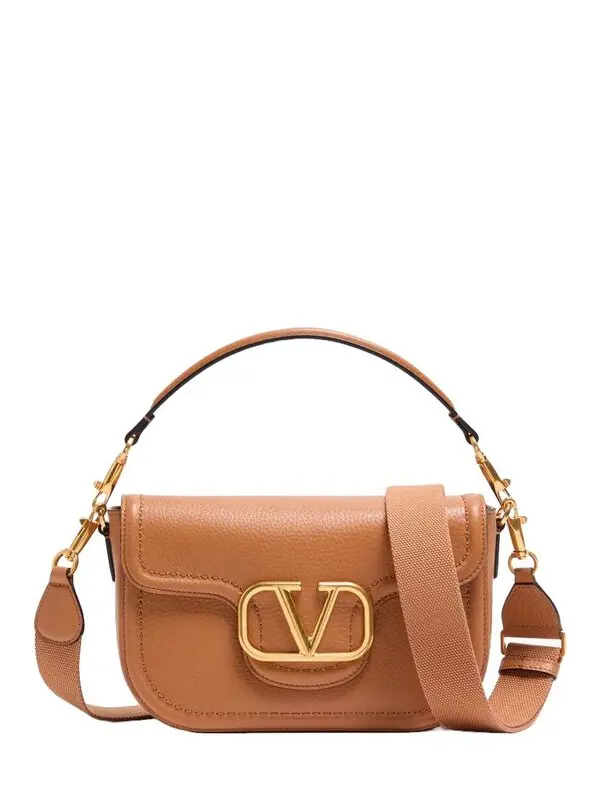 Valentino Garavani Alltime Grainy Calfskin Shoulder Bag - Almond