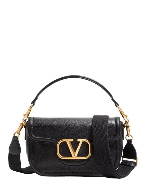 Valentino Garavani Alltime Grainy Calfskin Shoulder Bag - Black