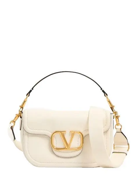Valentino Garavani Alltime Grainy Calfskin Shoulder Bag - Ivory