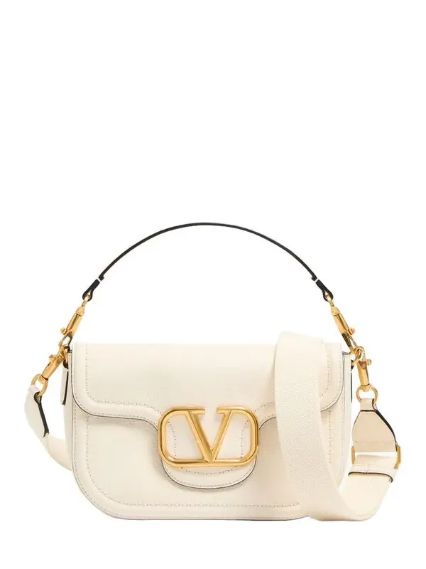 Valentino Garavani Alltime Grainy Calfskin Shoulder Bag - Ivory