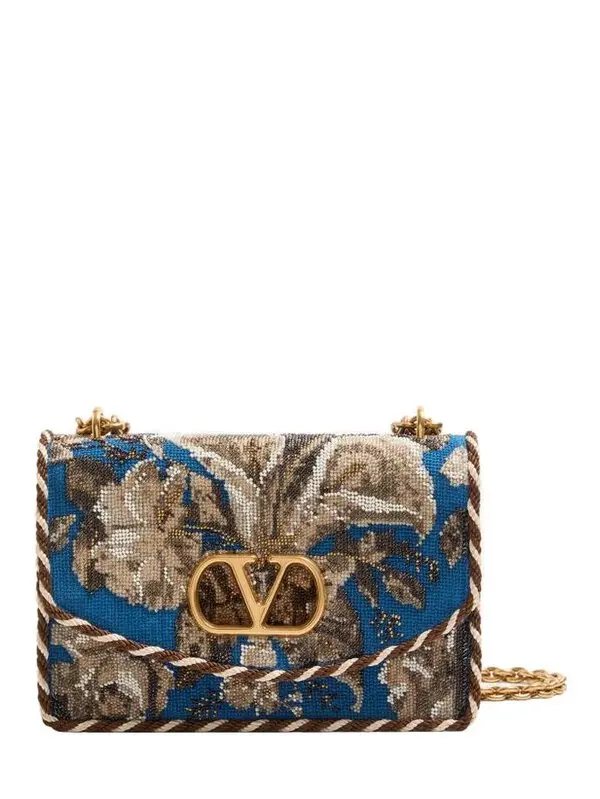 Valentino Garavani Vain Embroidered Shoulder Bag - Multicolour/black