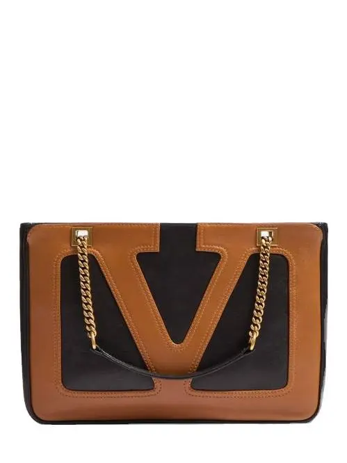 Valentino Garavani Viva Superstar Small Nappa Leather Shopping Bag - Black/spice