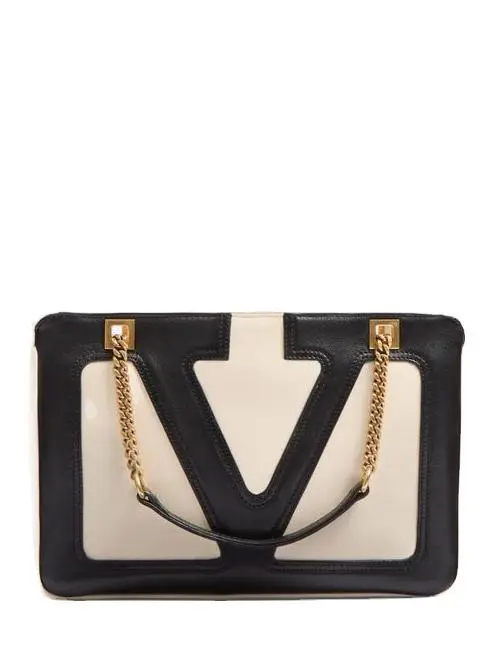 Valentino Garavani Viva Superstar Small Nappa Leather Shopping Bag - Butter/black