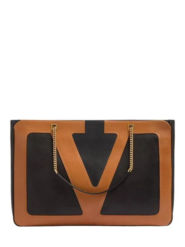 Valentino Garavani Viva Superstar Large Nappa Leather Shopping Bag - Black/spice