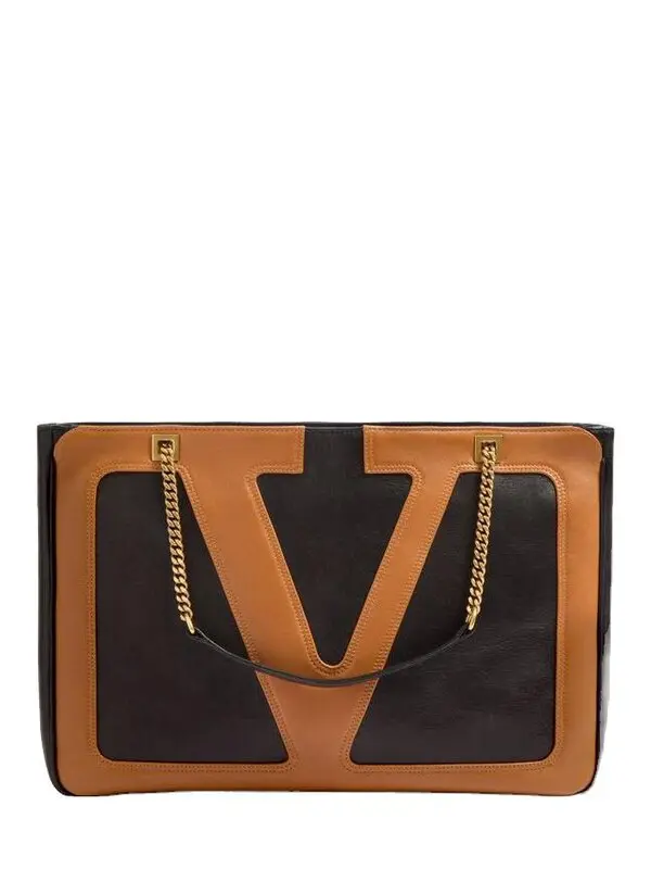 Valentino Garavani Viva Superstar Medium Nappa Leather Shopping Bag - Black/spice