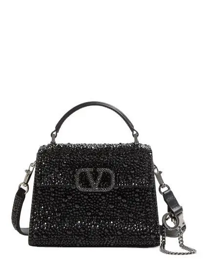 Valentino Garavani Vsling Mini Handbag With Rhinestones - Jet
